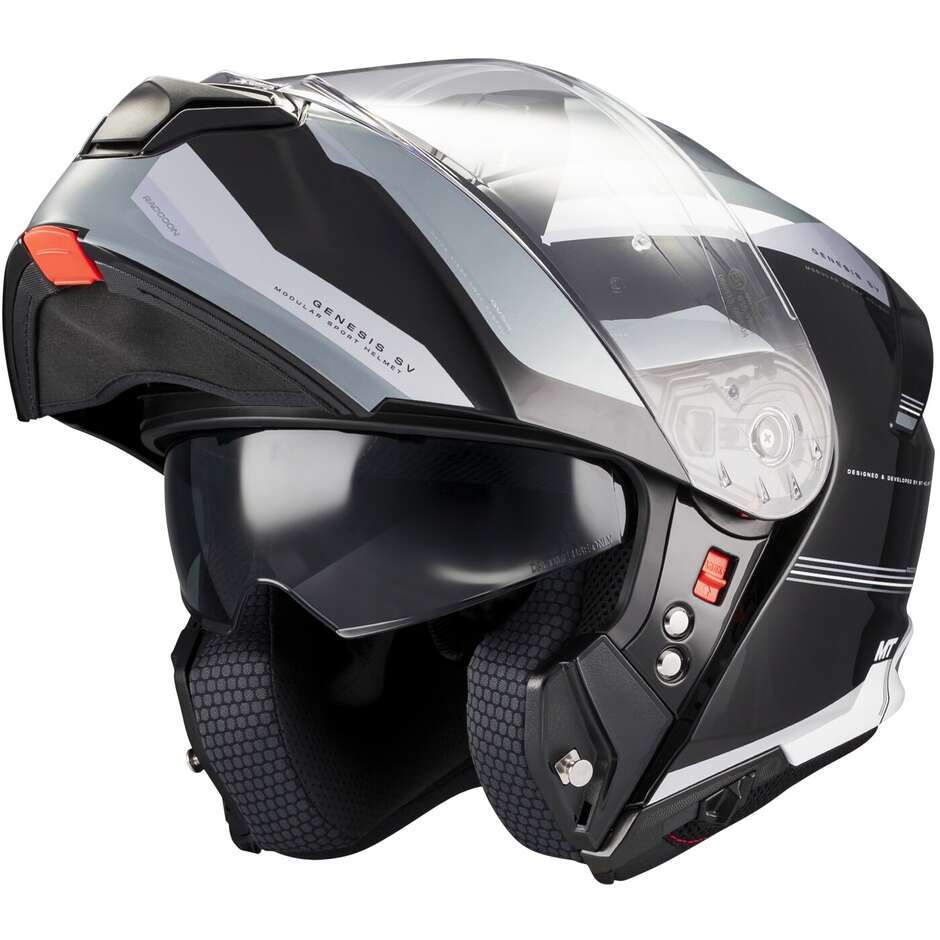 Mt Helmets GENESIS SV RACCOON B12 Modular Motorcycle Helmet P/J Grey ...
