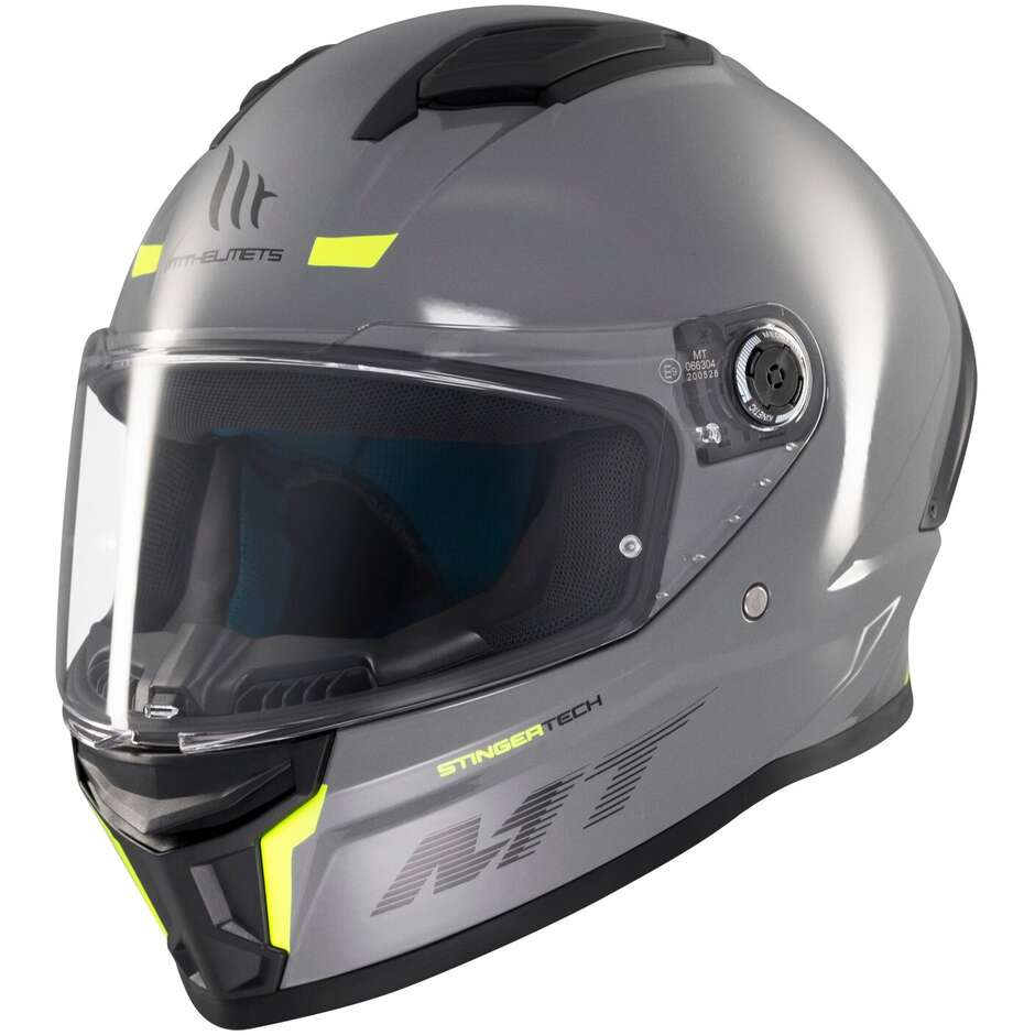 Mt Helmets STINGER 2 SOLID A12 Full Face Motorcycle Helmet Gloss Grey ...