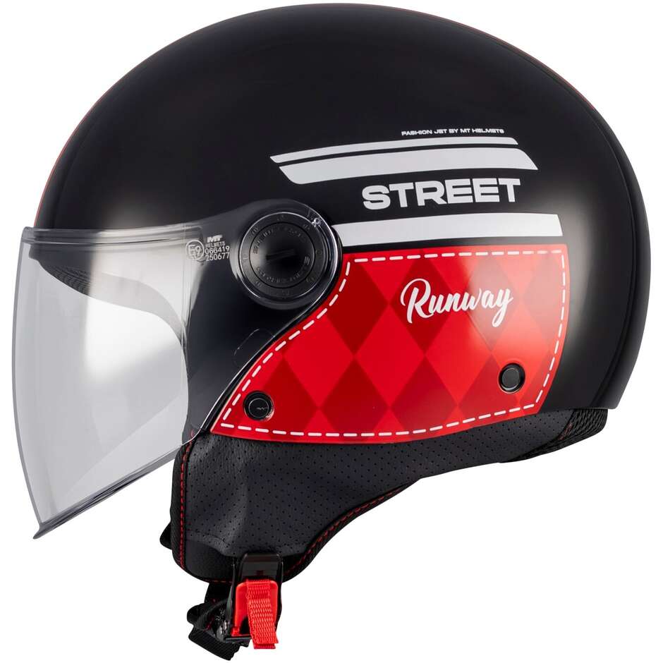 Mt Helmets Street S Runway B2 Jet Motorcycle Helmet Black Red Gloss For ...