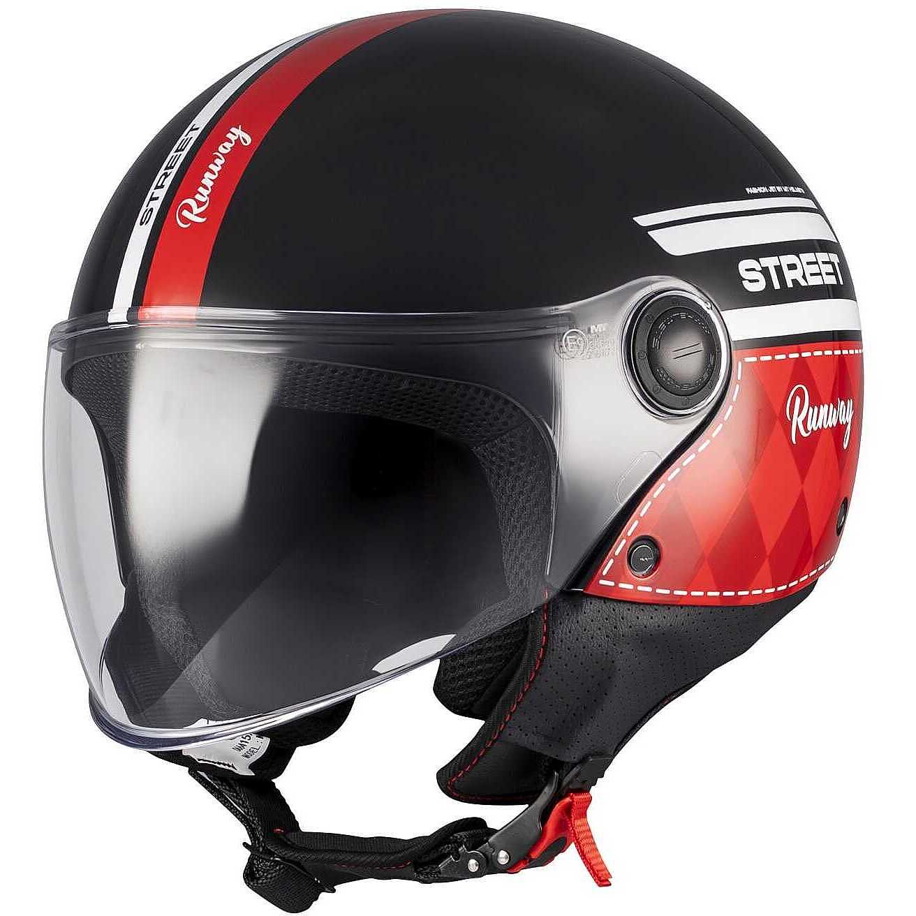 Mt Helmets Street S Runway B2 Jet Motorcycle Helmet Black Red Gloss For ...
