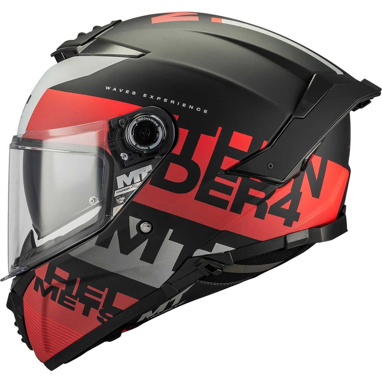 Mt Helmets THUNDER 4 SV WAVES B5 Full Face Motorcycle Helmet Red Black ...