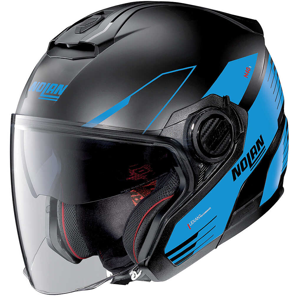Nolan N40-5 06 ZEFIRO N-COM 031 Matt Black Blue Motorcycle Jet Helmet ...