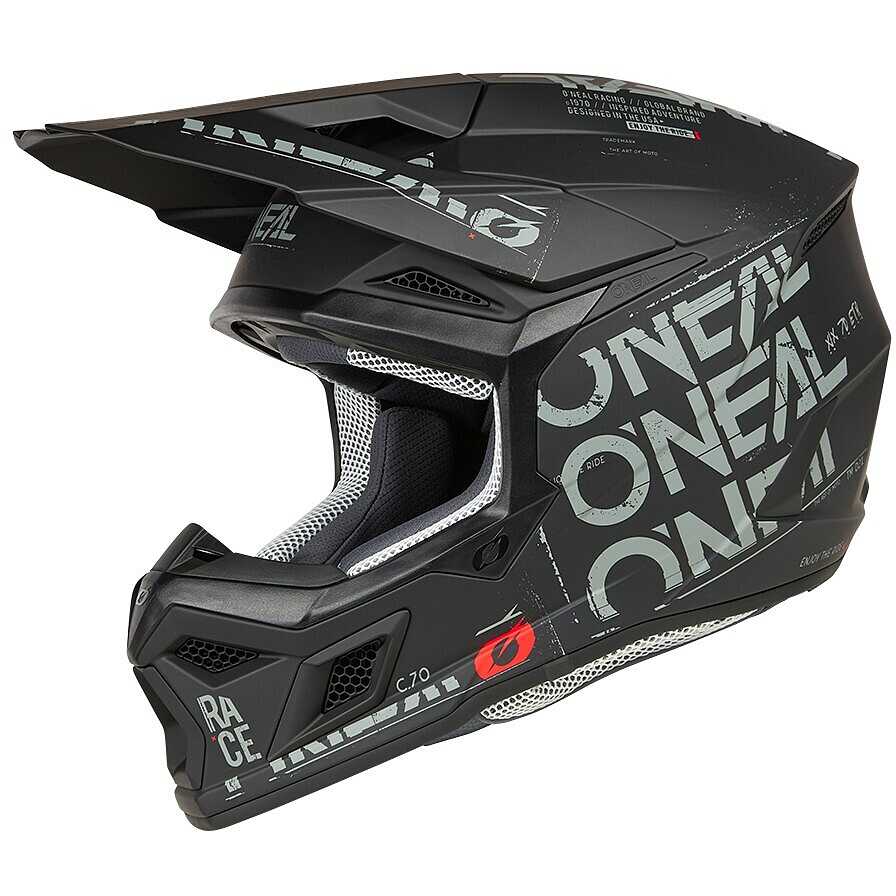 Oneal 3SRS Static Cross Enduro Motorcycle Helmet Black Grey For Sale ...