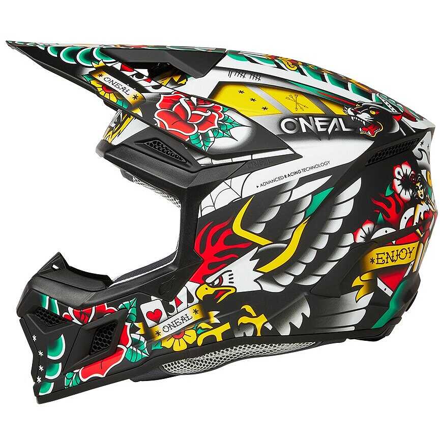 Oneal 3SRS Youth Inked Multi Child Cross Enduro Motorcycle Helmet For ...