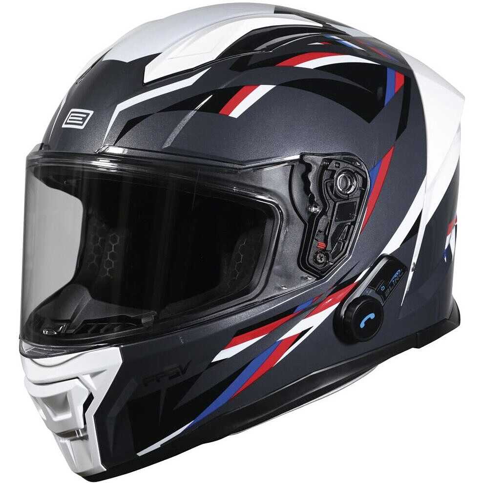 ORIGINE PISTA + BT MESH Full Face Motorcycle Helmet Integrated Intercom White COOL Grey 22.06 ...