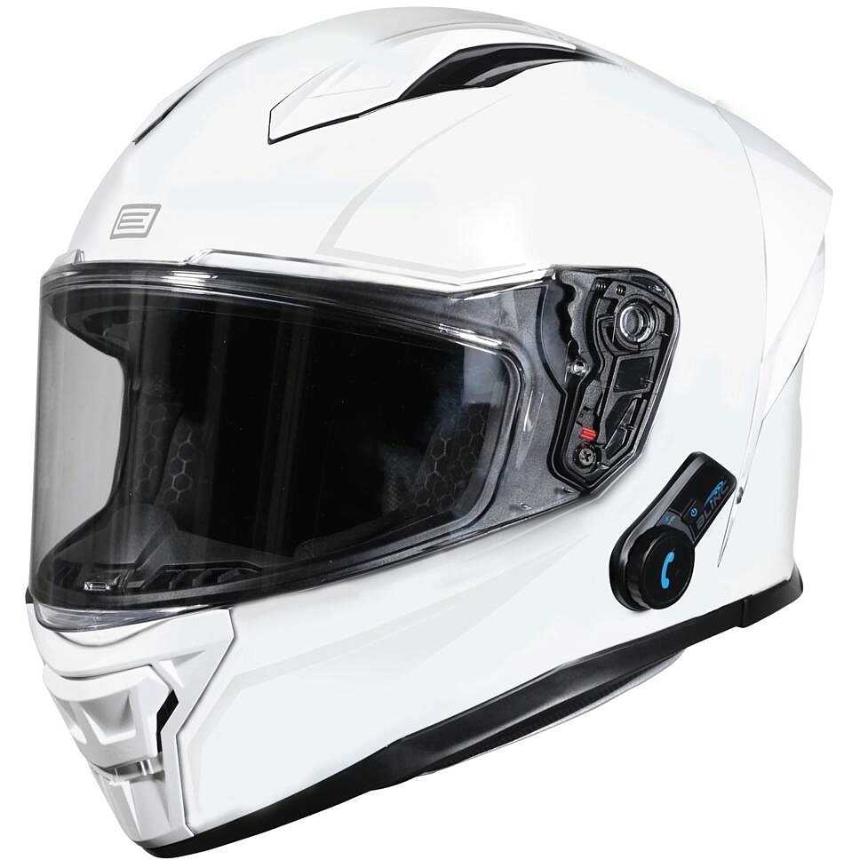 ORIGINE PISTA + BT SOLID Full Face Motorcycle Helmet Integrated Intercom Glossy White 22.06 For ...