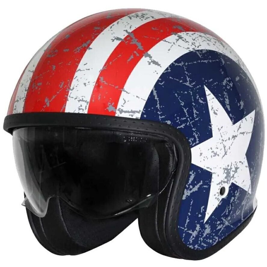 Origine SPIRIT Rebel Star Glossy Jet Cafe Racer Motorcycle Helmet For ...