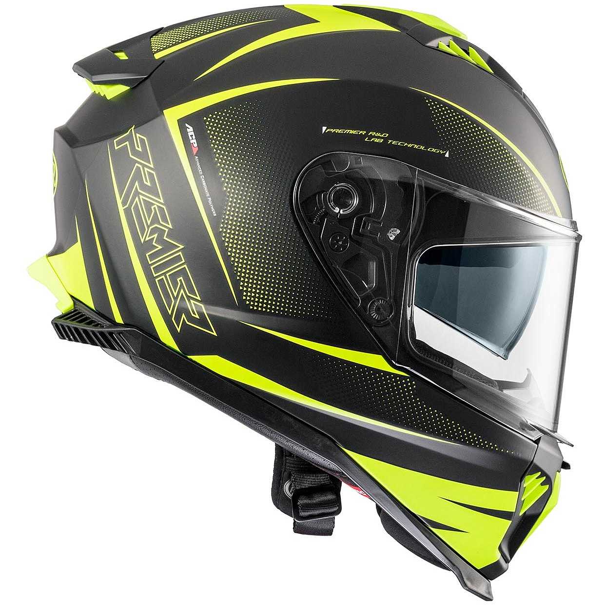 Premier Integral Motorcycle Helmet TYPHOON FRY9BM Matt Black Yellow ...