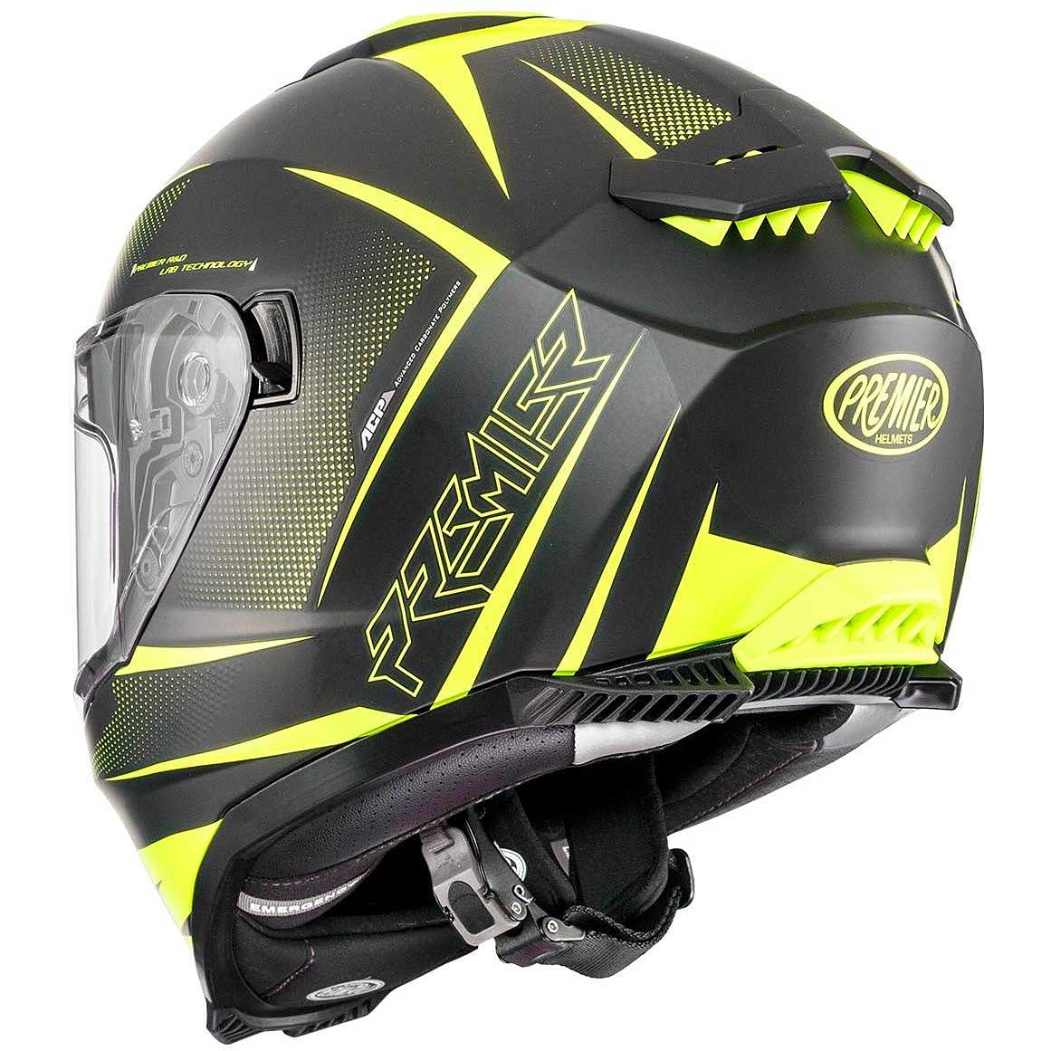 Premier Integral Motorcycle Helmet TYPHOON FRY9BM Matt Black Yellow ...