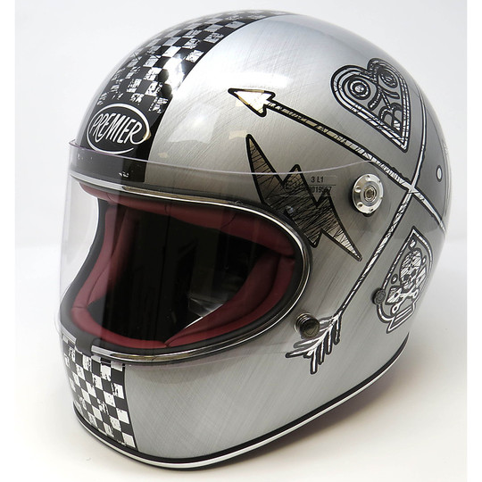 Premier Trophy Style '70 NX Silver Chromed Vintage Motorcycle Helmet ...