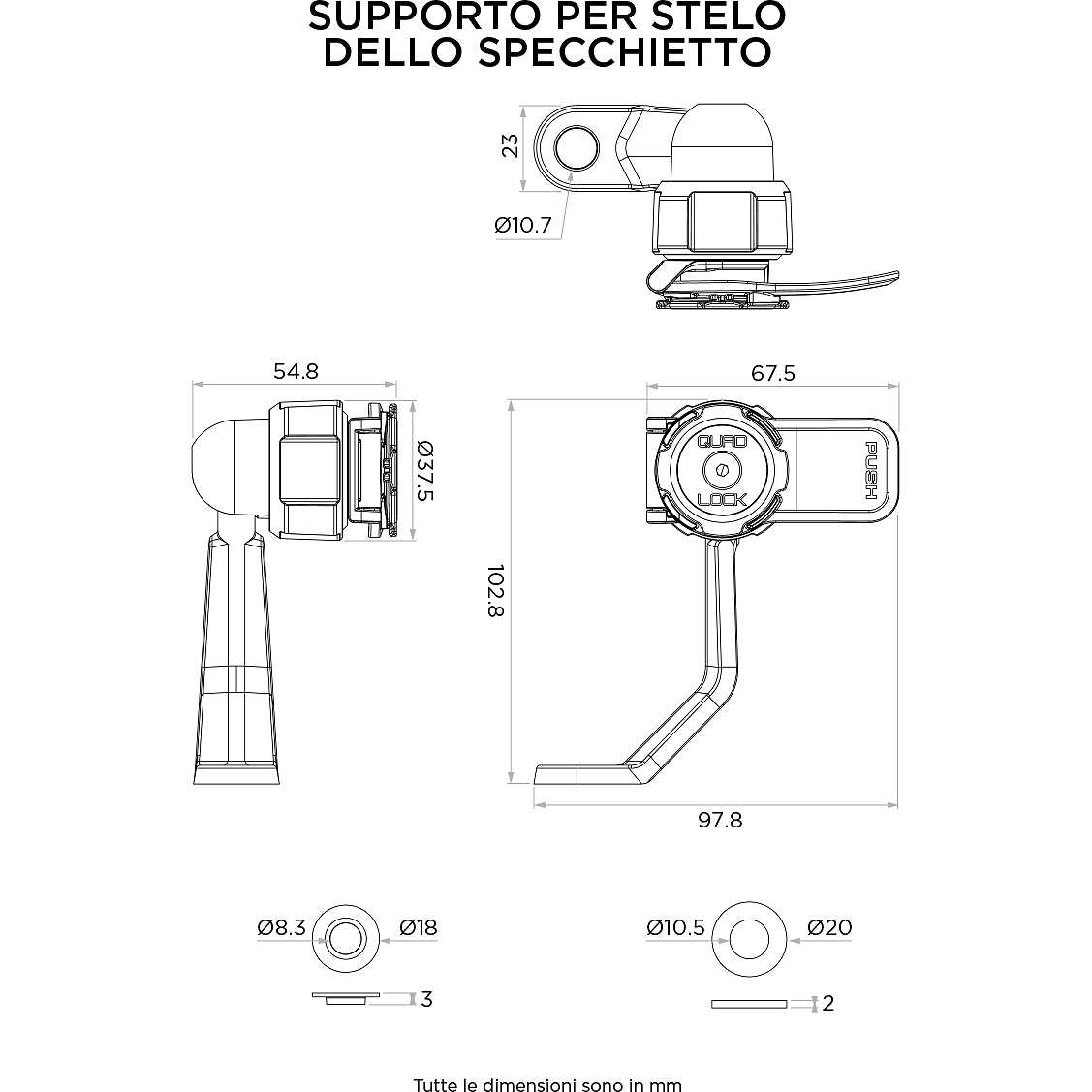 Quad Lock QLM-MST Mirror Stem Mount For Sale Online - Outletmoto.eu