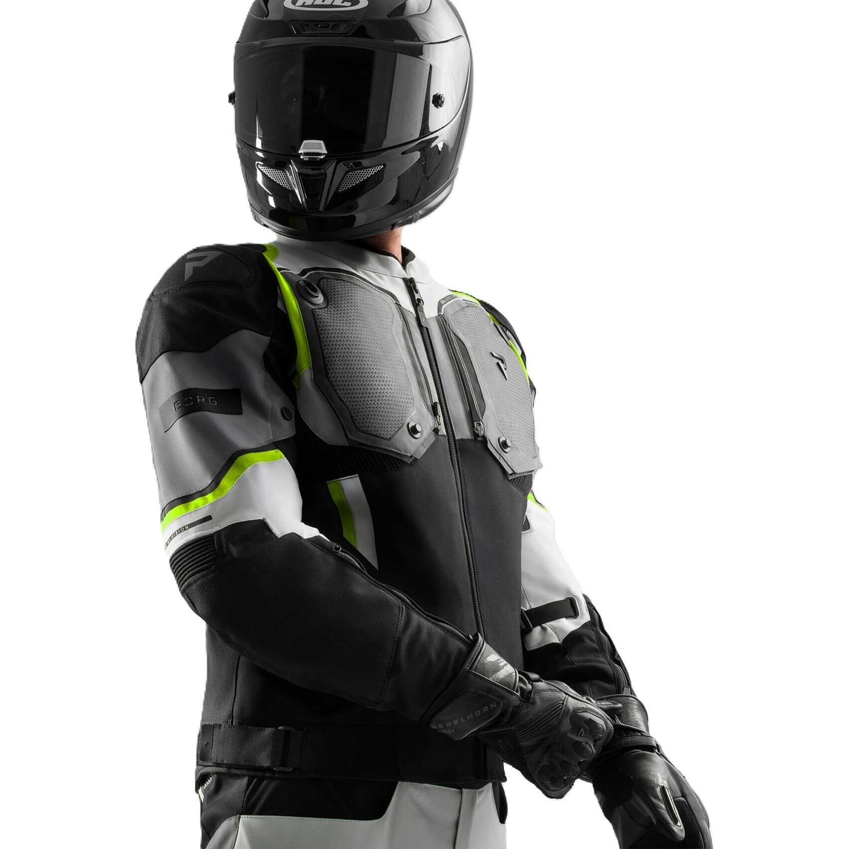 Rebelhorn BORG II Fabric Motorcycle Jacket Black Grey Fluorescent ...
