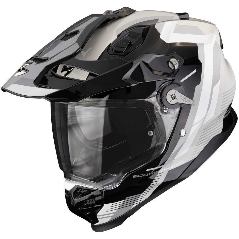 Scorpion ADF-9000 AIR PATROL Full Face Motorcycle Helmet Black Silver ...