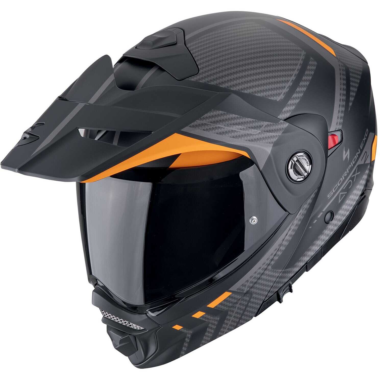 Scorpion ADX 2 LEWIS Adventure P/J Modular Motorcycle Helmet Matt Black ...