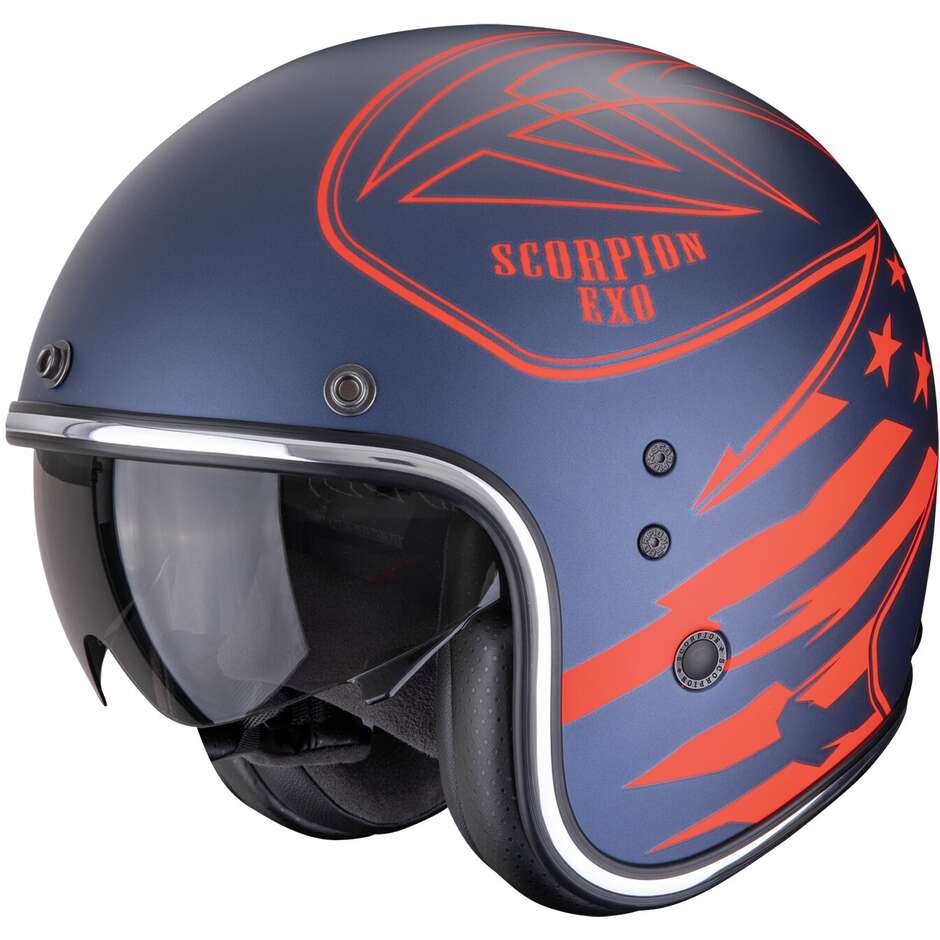 Scorpion BELFAST EVO DAWG Jet Motorcycle Helmet, Matte Blue/Red For ...