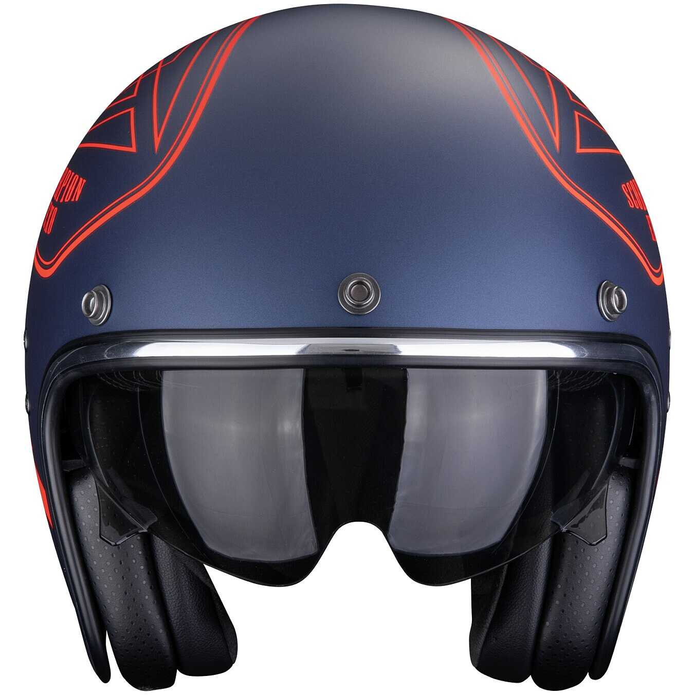 Scorpion BELFAST EVO DAWG Jet Motorcycle Helmet, Matte Blue/Red For ...