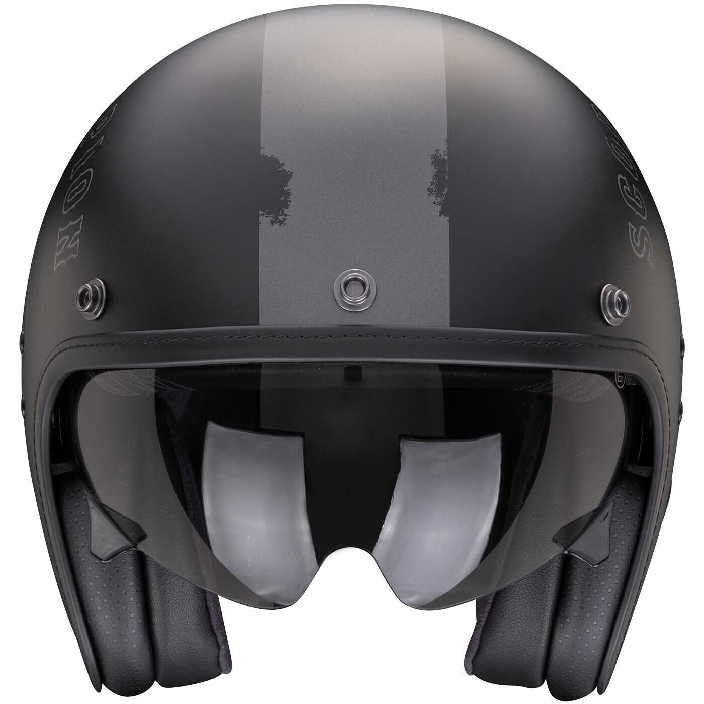 Scorpion BELFAST EVO SPADE Custom Jet Motorcycle Helmet Black Silver ...