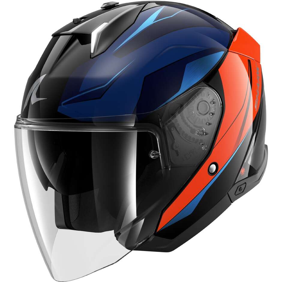 Shark SKWAL i3 JET MEKARIUM Jet Motorcycle Helmet Black Chrome Orange ...