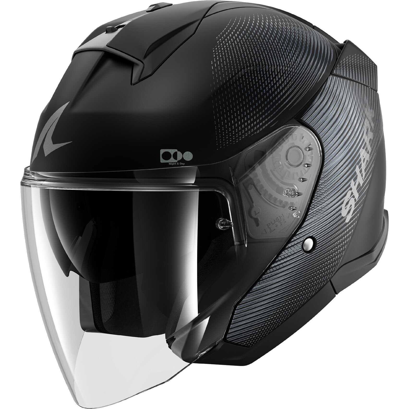 Shark SKWAL JET SP LYNE Mat Black Anthracite Jet Motorcycle Helmet For ...