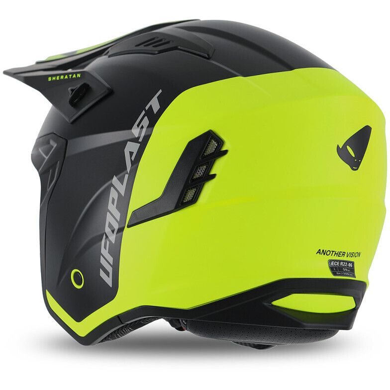 Ufo SHERATAN JET Jet Motorcycle Helmet Fluorescent Yellow Black For ...