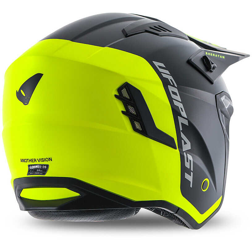 Ufo SHERATAN JET Jet Motorcycle Helmet Fluorescent Yellow Black For ...