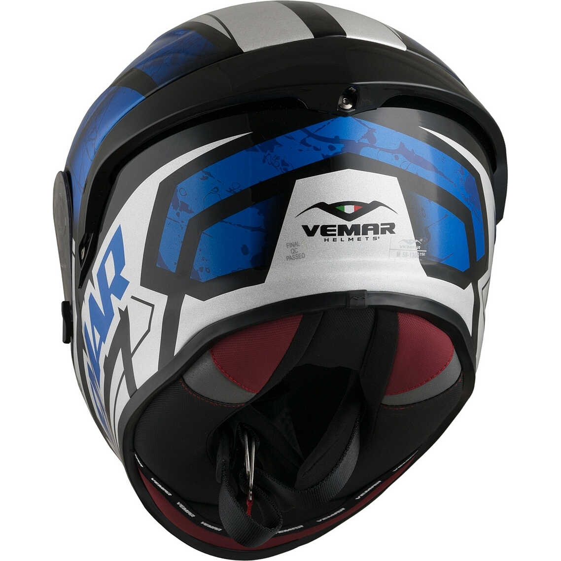 Vemar Hurricane H044 Claw Blue Fiber Full Face Motorcycle Helmet For ...